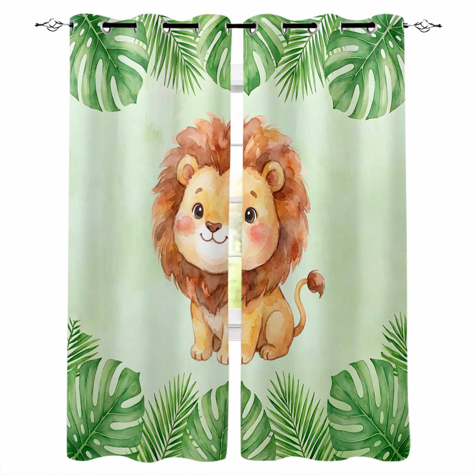 Cartoon Lion Blackout Curtains for Bedroom/Living Room, Thermal ...