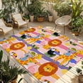 Cartoon Lion Giraffe Koala Bird Outdoor Rug 3x5 ft Cute Animal Leaf ...