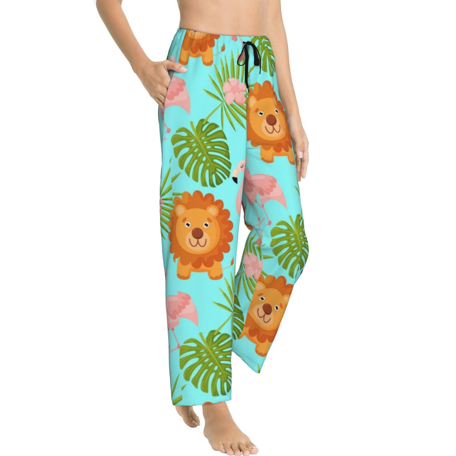 Cartoon Lion Pattern Women'S Pajama Pants Straight Leg Comfy Lounge ...