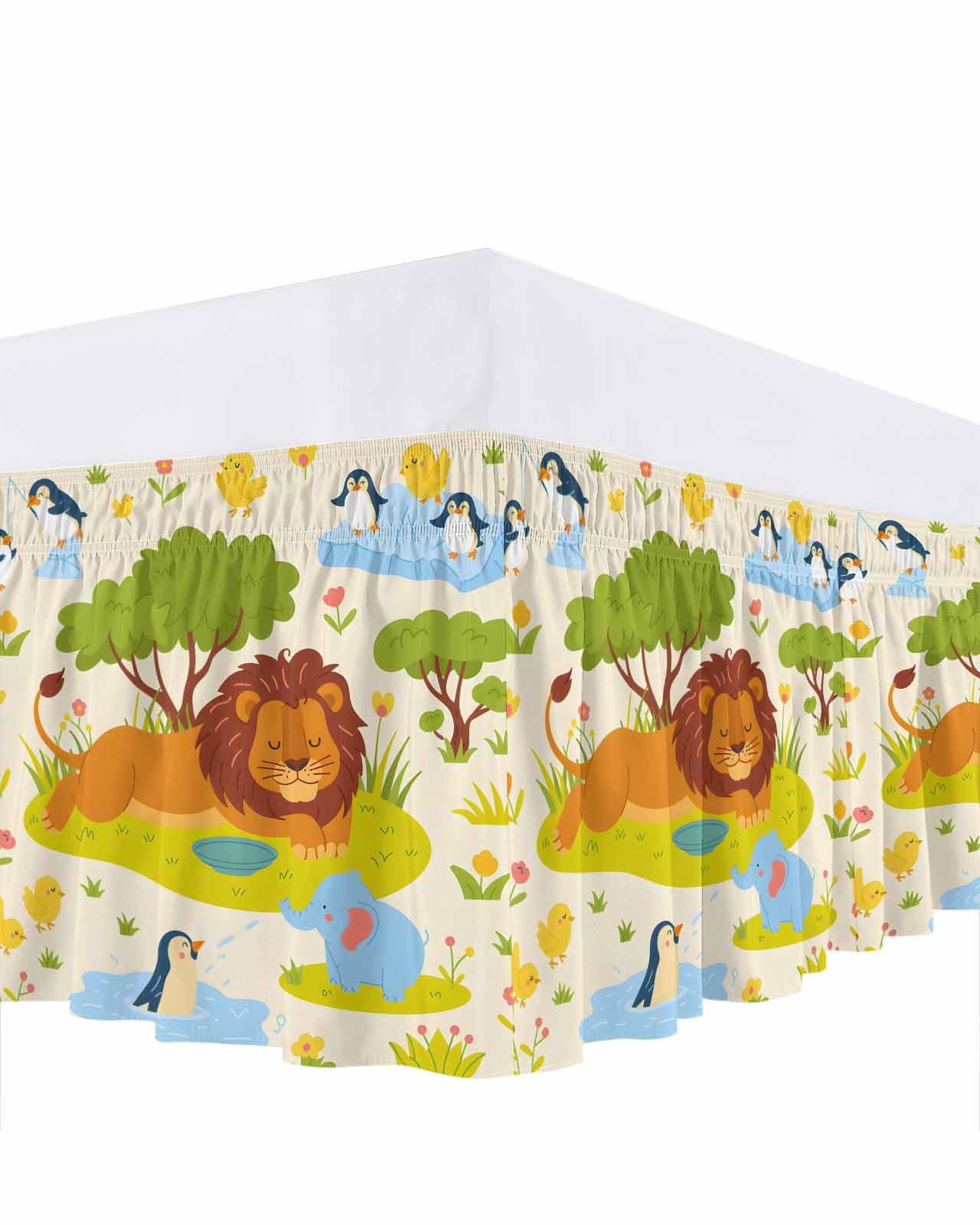Cartoon Lion Ruffle Bed Skirt California King Size Penguins Chicken ...
