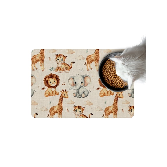 Cartoon Lions Giraffe Tiger Doormat Cute Animal Leaf Musical Note Linen ...