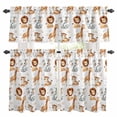 Cartoon Lions Giraffe Tiger Kitchen Curtains Set for Windows, Cute ...
