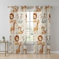 Cartoon Lions Giraffe Tiger Sheer Curtains 96 Inch Long 2 Panels, Cute ...