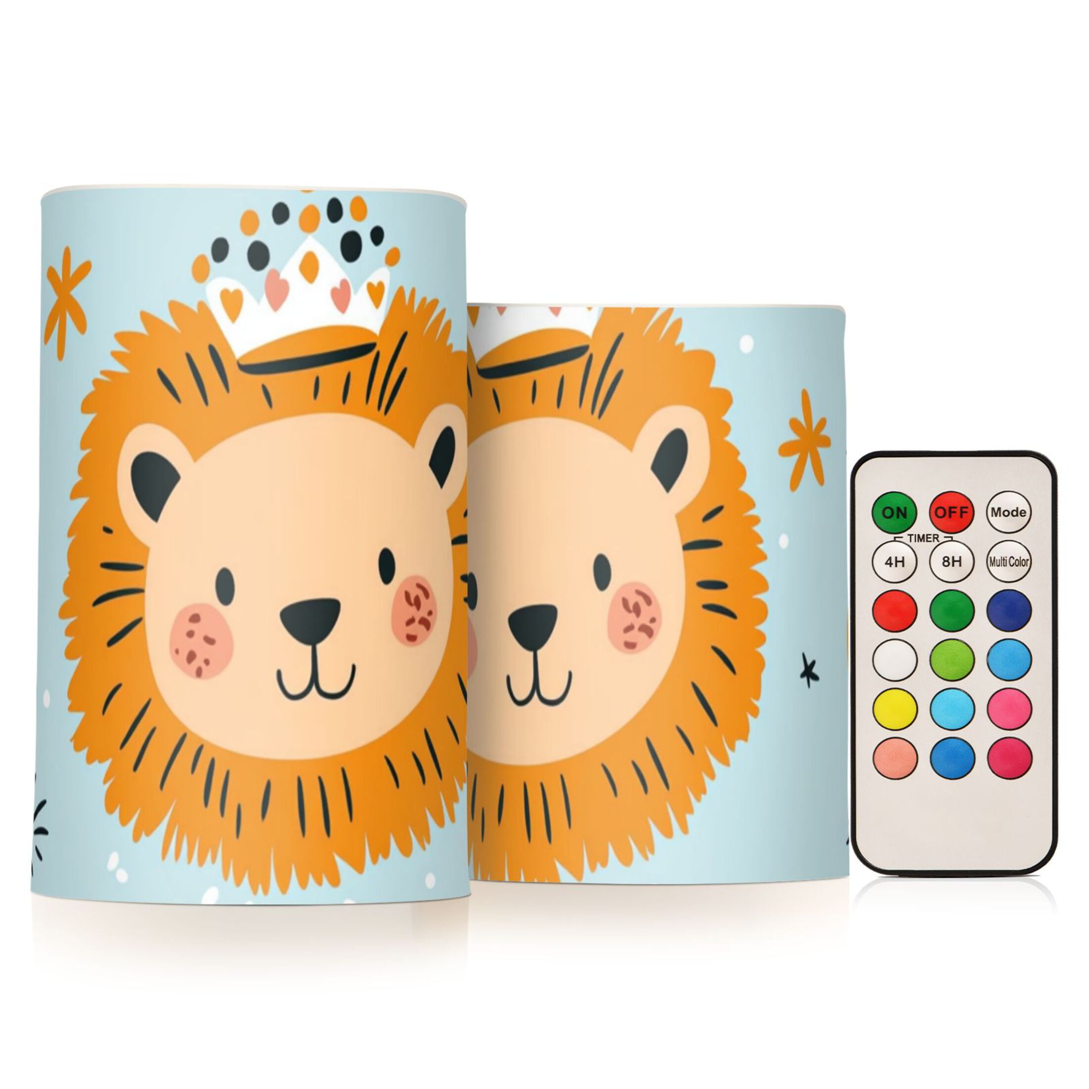 Cartoon Lions with Crowns Stars Hearts Flickering Flameless Candles LED ...