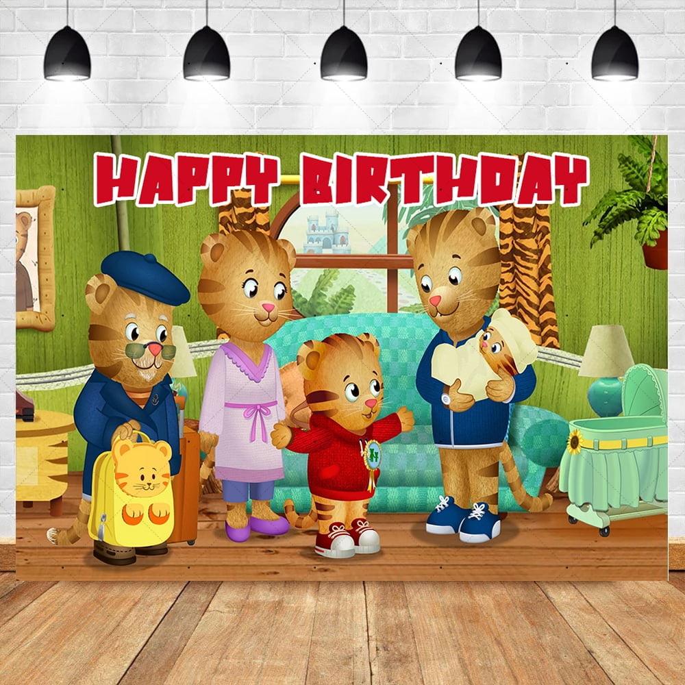 Cartoon Little Tiger Daniel Theme Background Children Birthday Party ...