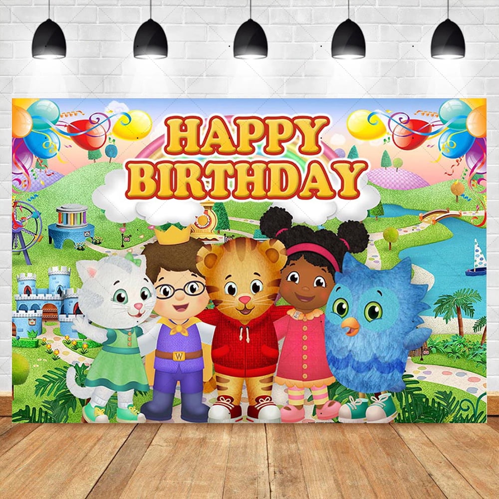 Cartoon Little Tiger Daniel Theme Background Children Birthday Party ...
