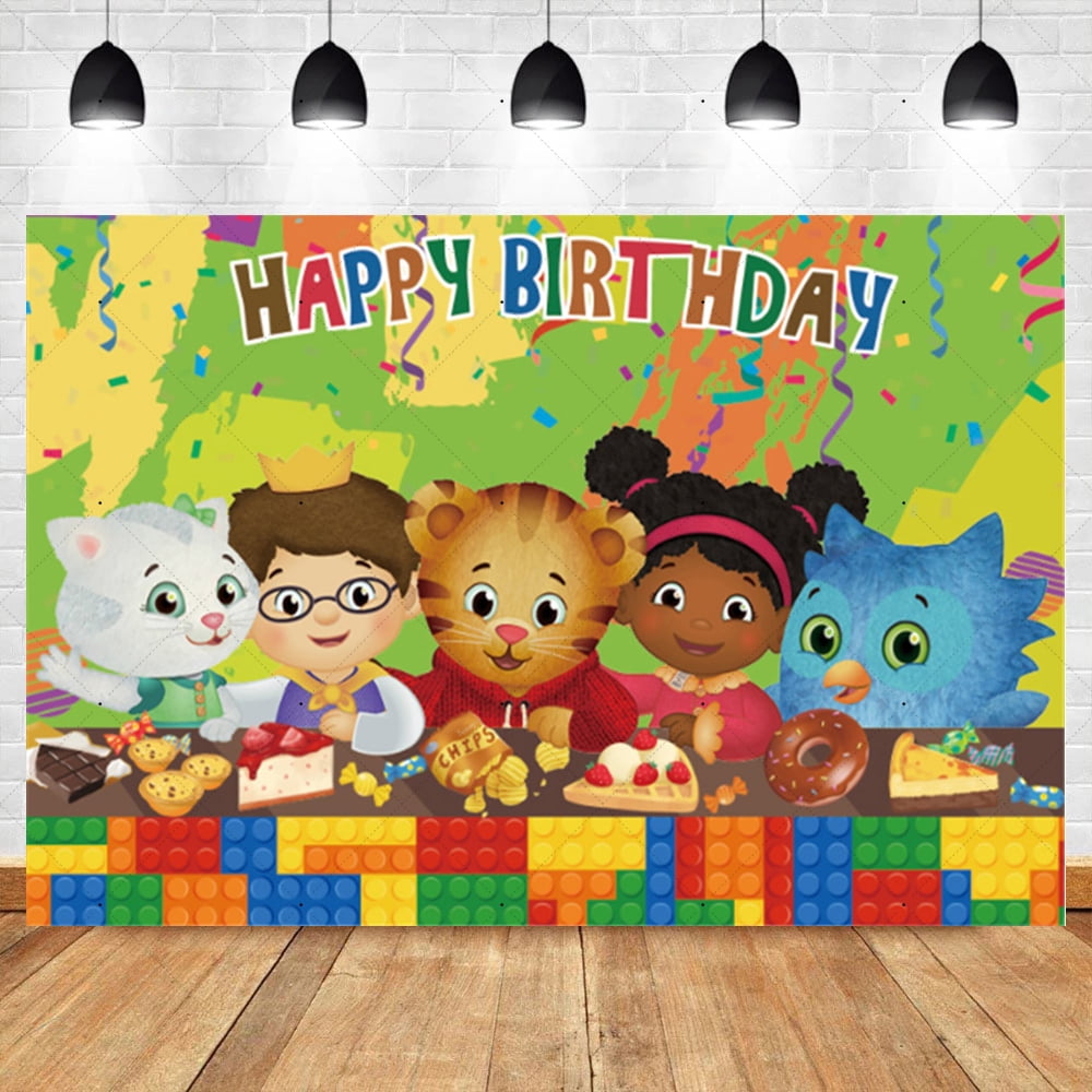 Cartoon Little Tiger Daniel Theme Background Children Birthday Party ...