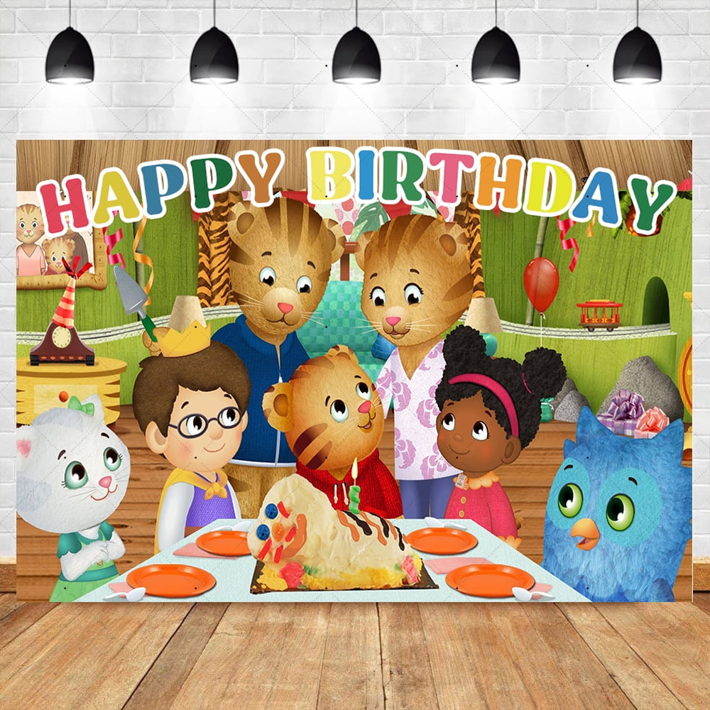 Cartoon Little Tiger Daniel Theme Background Children Birthday Party ...