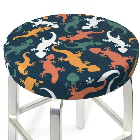 Cartoon Lizard Gecko Multicolor Bar Stool Covers - Stretch Round Seat ...