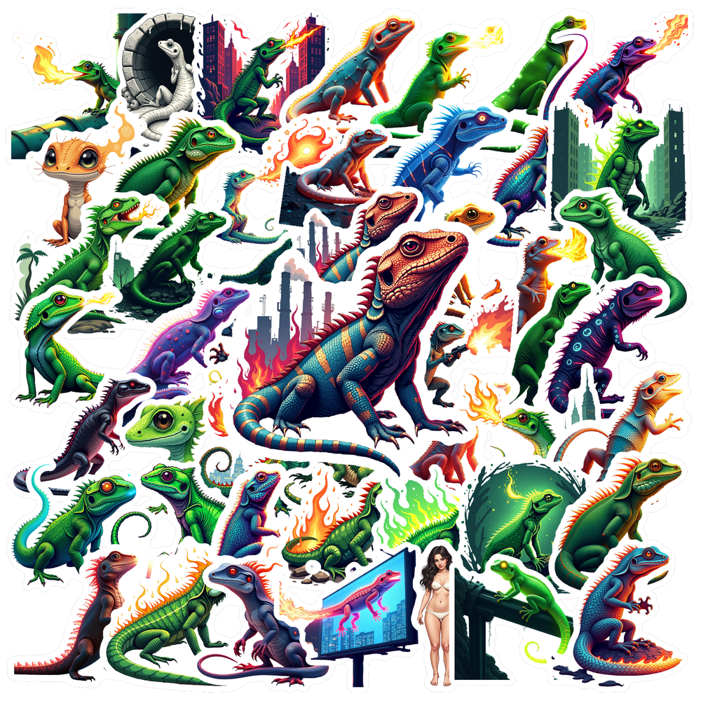 Cartoon Lizard Sticker Stickers, Waterproof Lizard Sticker Sticker for ...