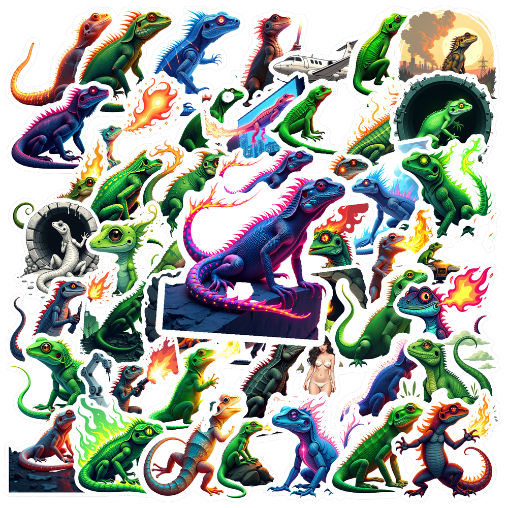 Cartoon Lizard Sticker Stickers, Waterproof Lizard Sticker Sticker for ...