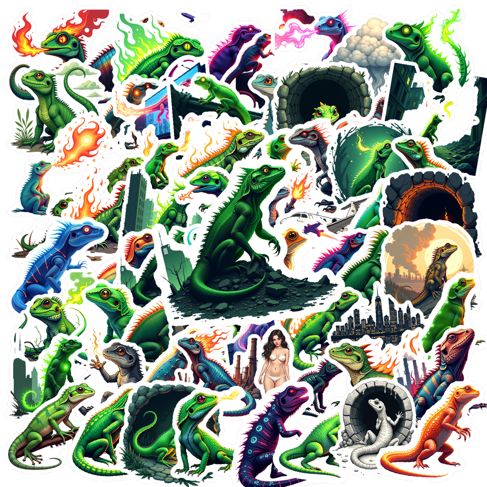 Cartoon Lizard Sticker Stickers, Waterproof Lizard Sticker Sticker for ...