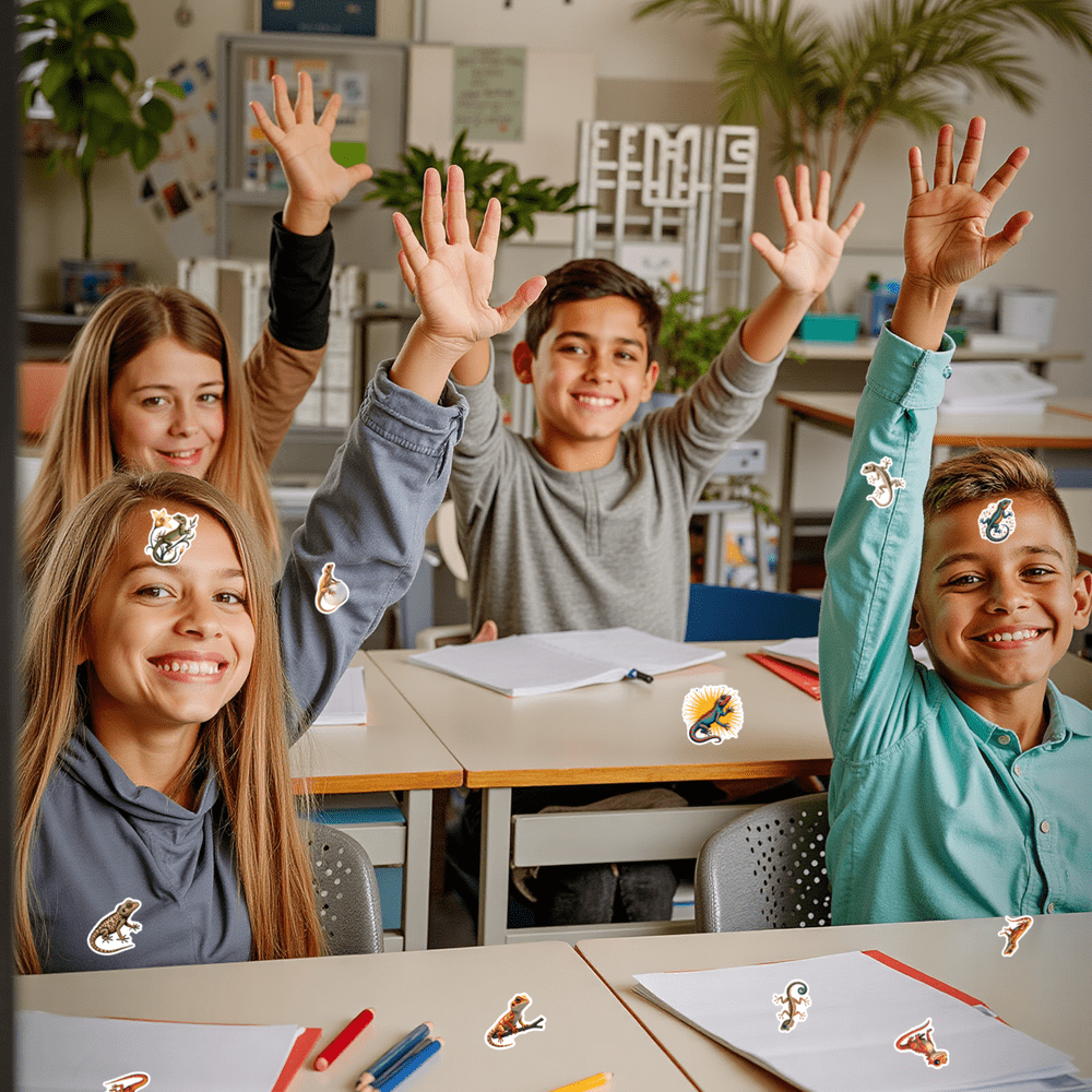 Cartoon Lizard Theme Stickers, Waterproof Lizard Theme Sticker for ...