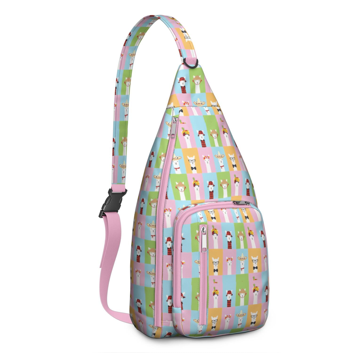 Cartoon Llama Pattern Shoulder Bag - Funny Alpaca Print Sling Backpack ...