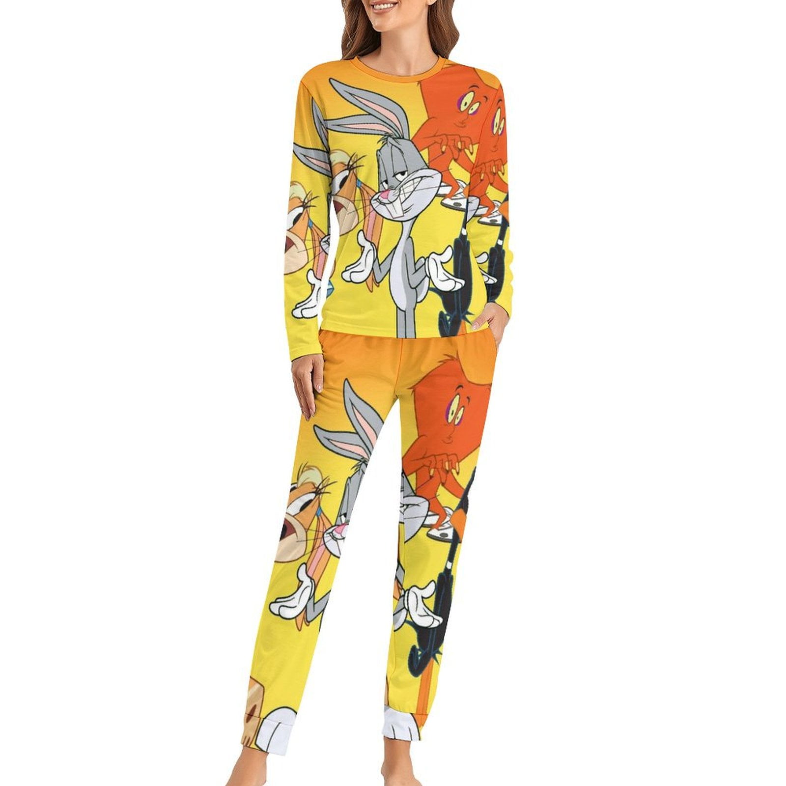 Cartoon Looney Tunes Womens Pajama Set Loungewear Cozy Soft House Wear ...