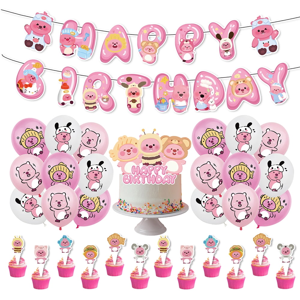 Cartoon Loopy Theme Birthday Banner Celebration Cakes Cupcake ...