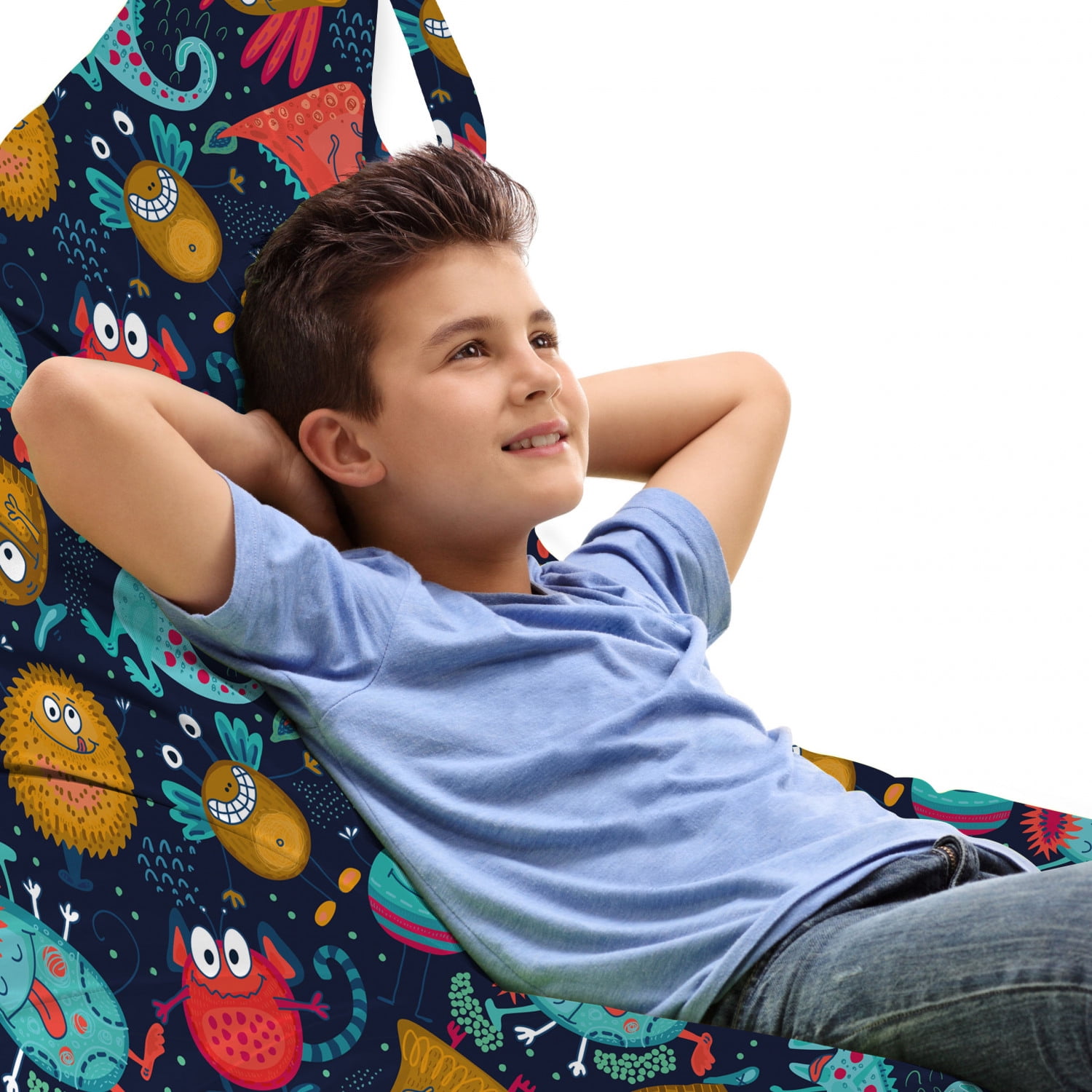 Cartoon Lounger Chair Bag, Funny Creatures Dragons Fantasy Monster ...