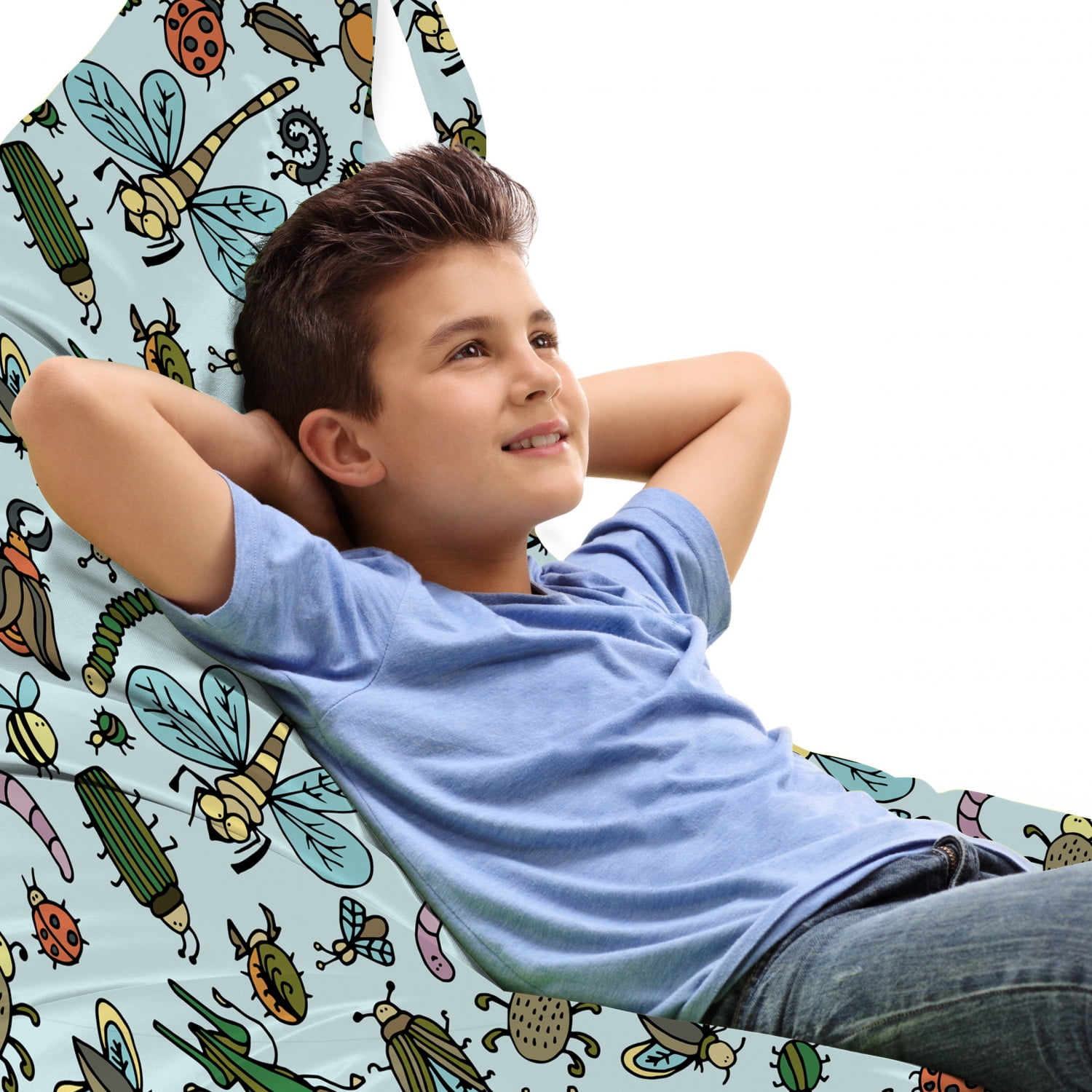 Cartoon Lounger Chair Bag, Pastel Insects Dragonflies Beetle Ladybug ...