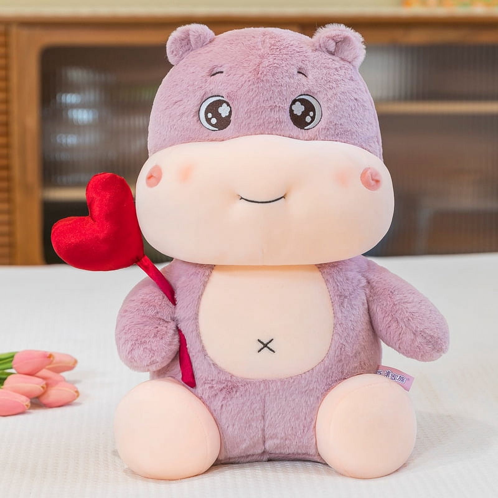 Cartoon Love Hippo Stuffed Animal Plush Toy, Soft Cuddly Plush Hug Toy ...