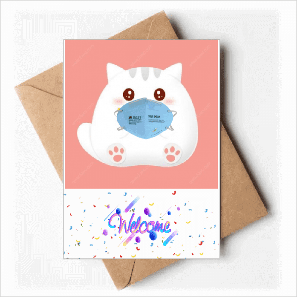 Cartoon Lovely Cat Likeable Sweet Welcome Back Greeting Cards Envelopes ...