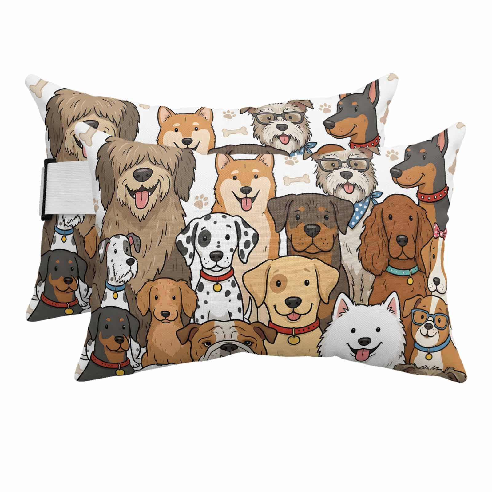 Cartoon Lovely Puppies Dogs Outdoor Pillow for Chaise Lounge Chair,Head ...
