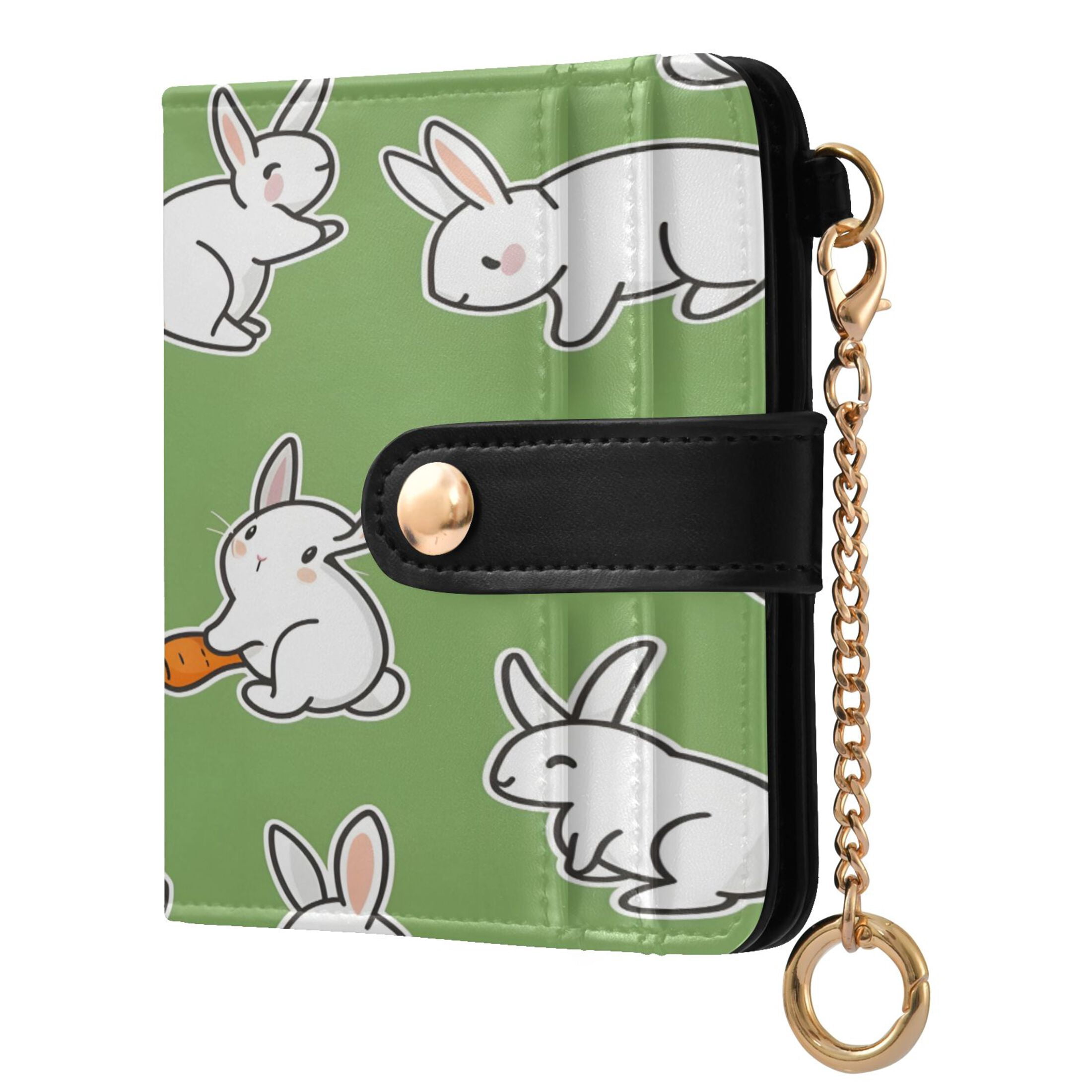 Cartoon Lovely Rabbits with Carrots Women's Wallet PU Leather Card ...