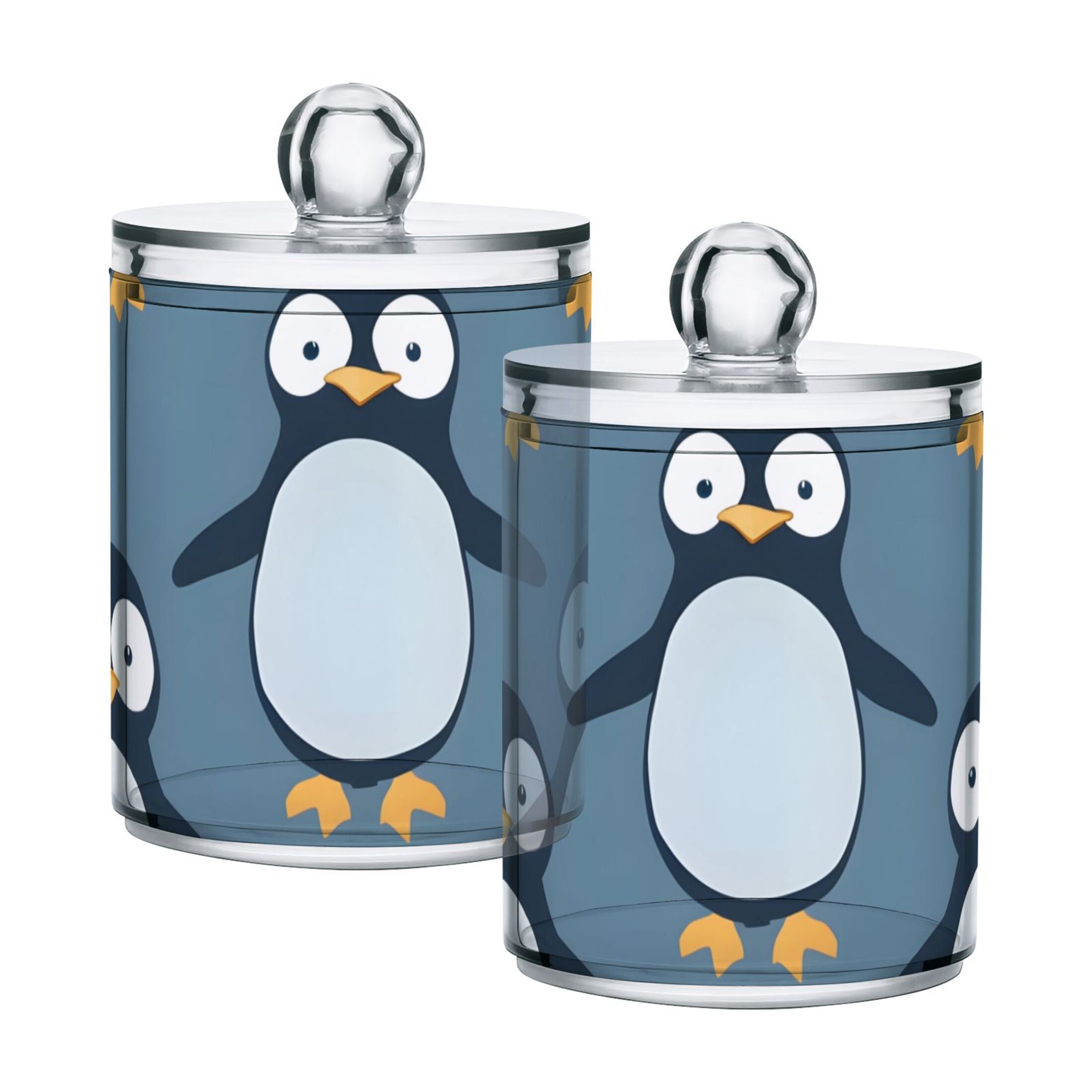 Cartoon Lovely Standing Penguins Translucent Plastic Cans Storage ...