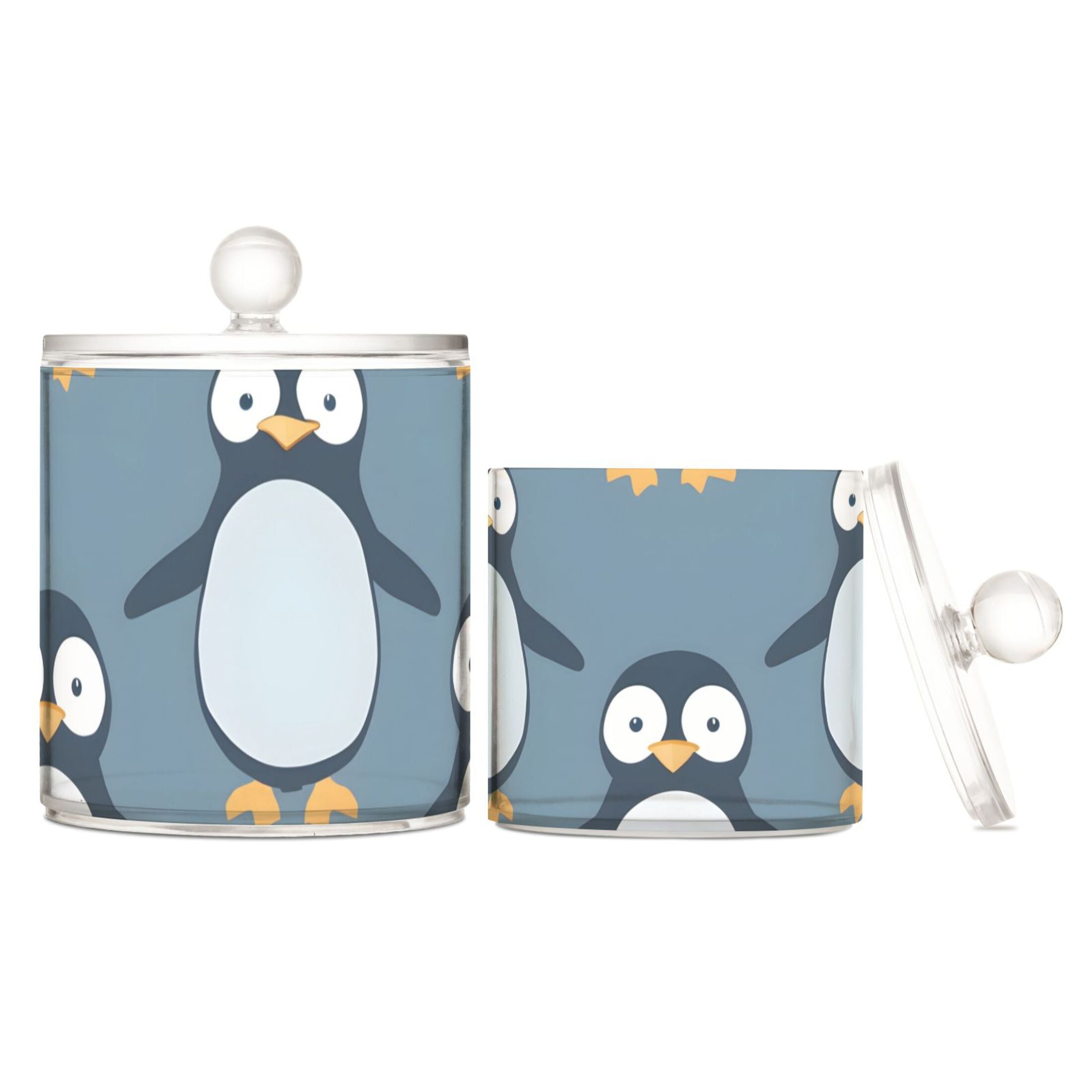Cartoon Lovely Standing Penguins Translucent Plastic Cans Storage ...