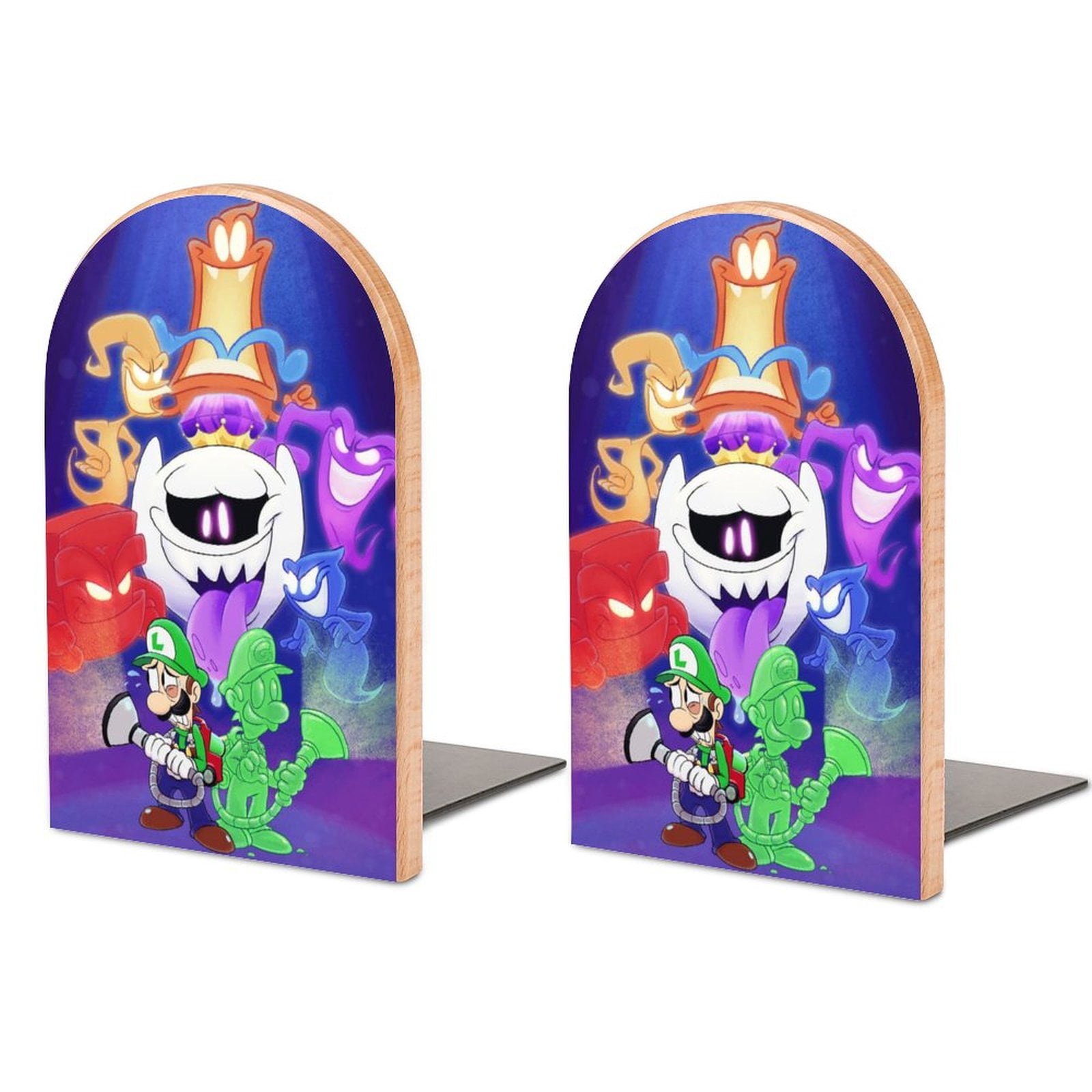Cartoon Luigi's Mansion Bookends Wood Book Divider Decorative Shelves ...