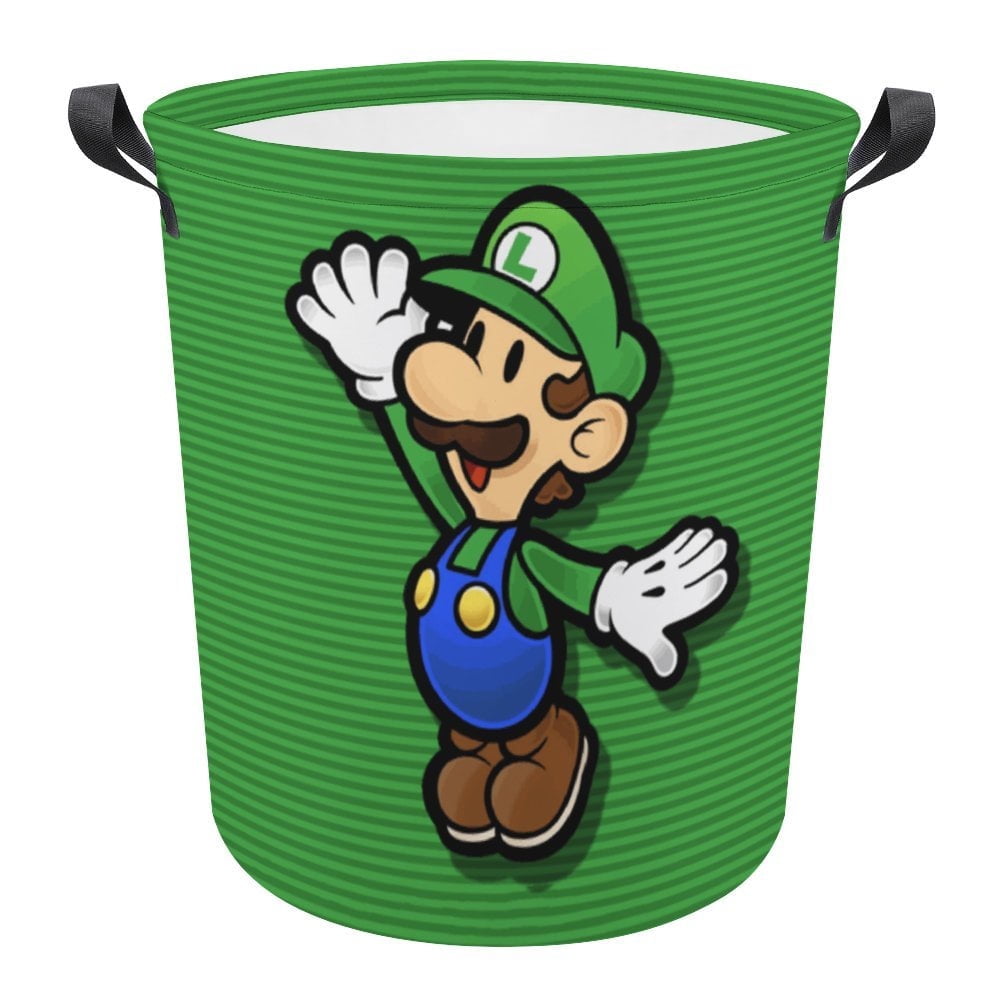 Cartoon Luigi's Mansion Circular Laundry Hamper Foldable Large Storage Baskets Organizer Bin Bag ...