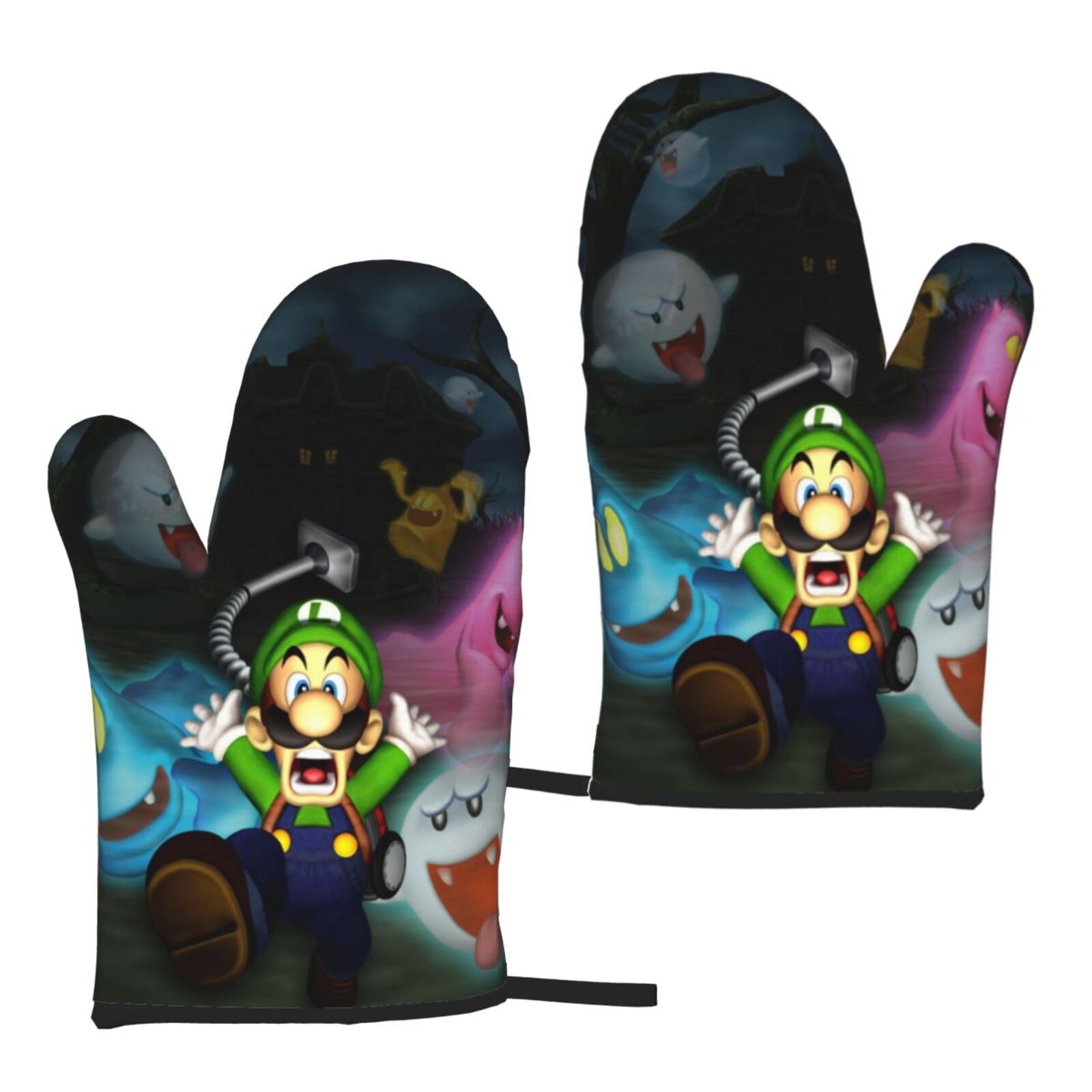Cartoon Luigi's Mansion Scary Microwave Gloves Heat Resistant Oven ...