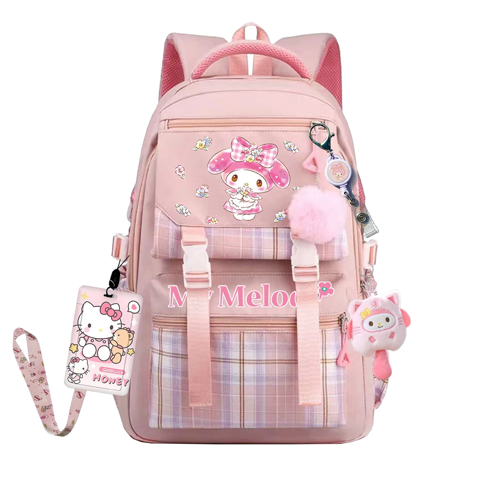 Cartoon MY MELODY Backpack, 17.7inch Cute Carry On Laptop Bag, Large ...