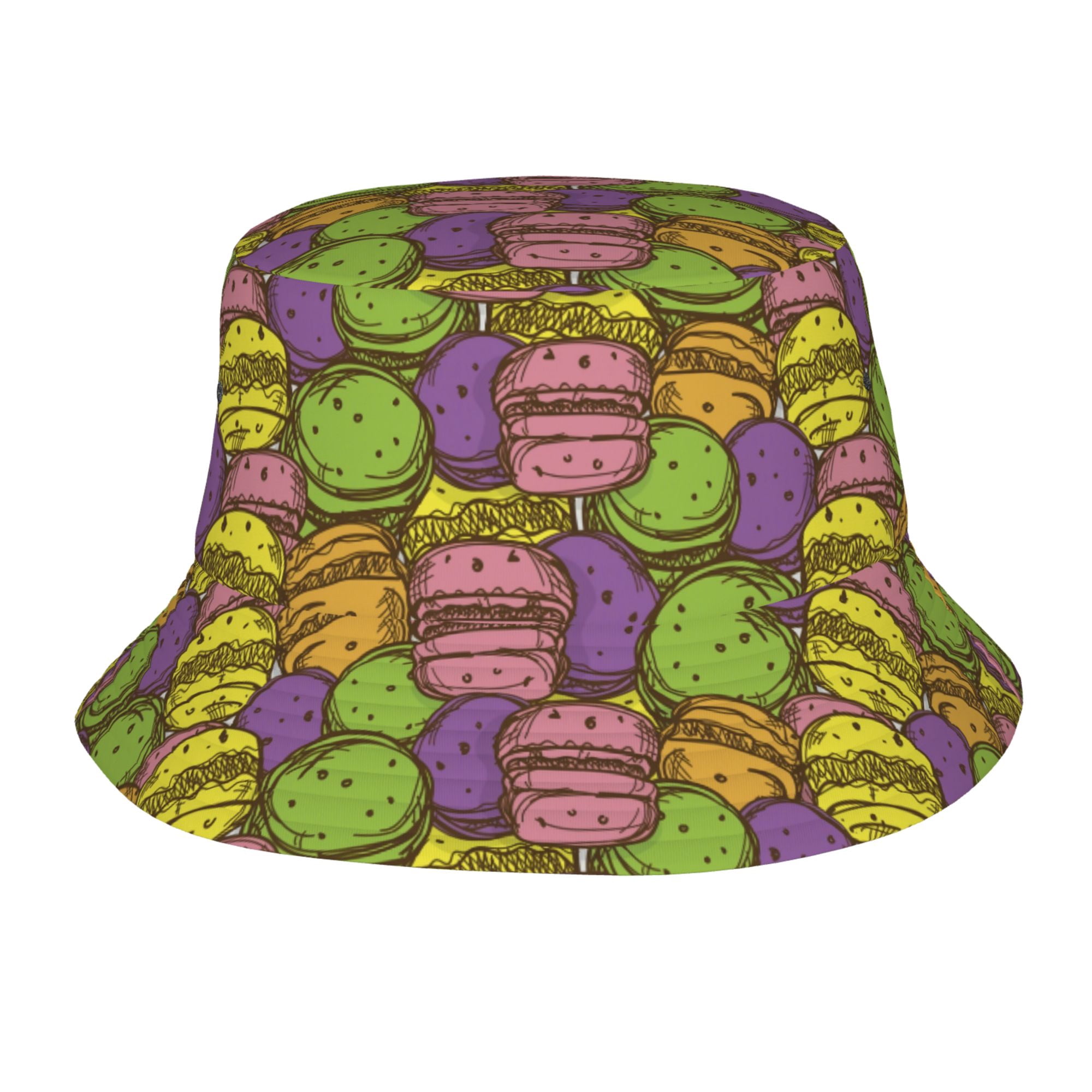 Cartoon Macaron Pattern Bucket Hat Foldable Fisherman Outdoor Summer ...