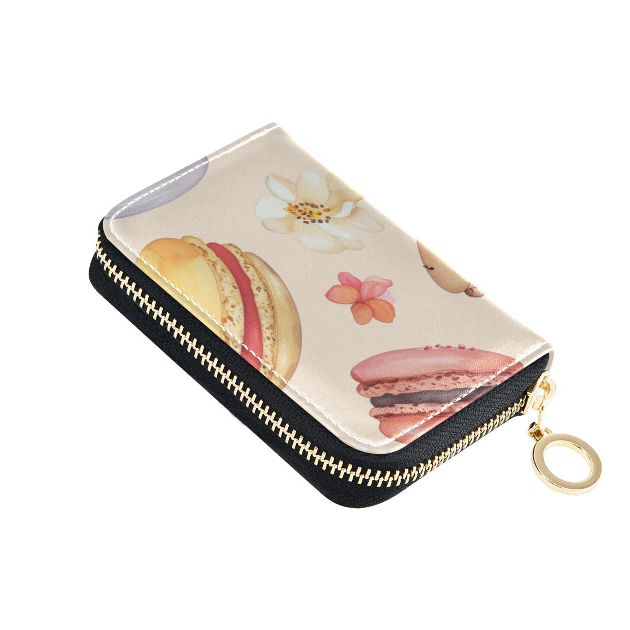 Cartoon Macarons and Floral Women's Credit Card Holder PU Leather ...