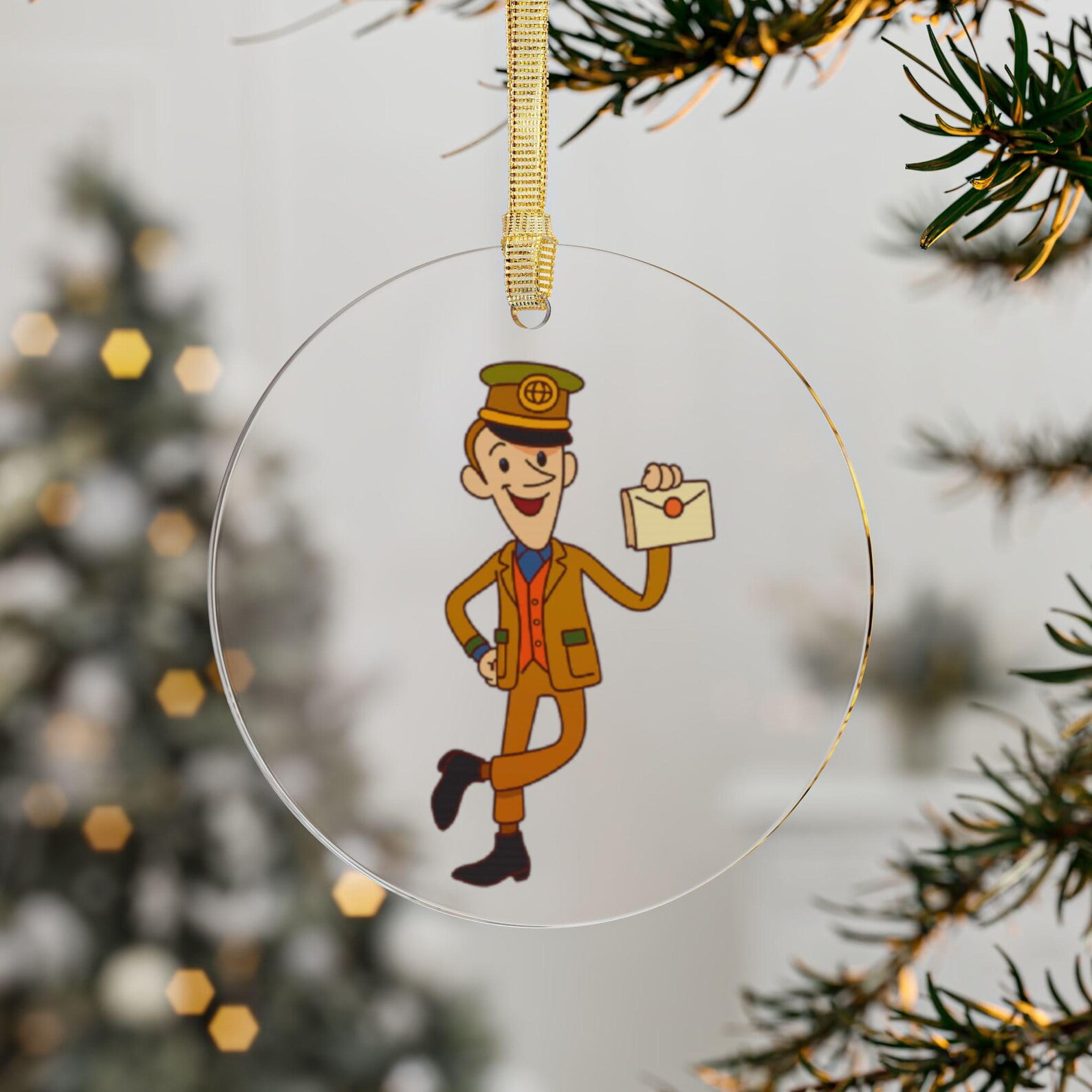 Cartoon Mailman with Letter Ornament 2025 – Clear Glass Postal Worker ...