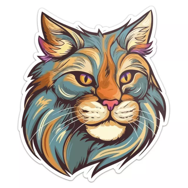 Cartoon Maine Coon Cat Sticker Phone Decal Water Bottle Stickers Car ...