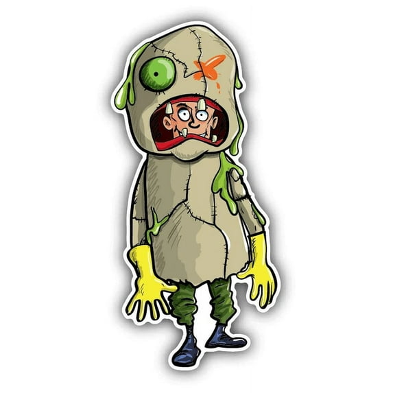 Cartoon Man In Zombie Outfit Sticker Phone Decal Water Bottle Stickers ...