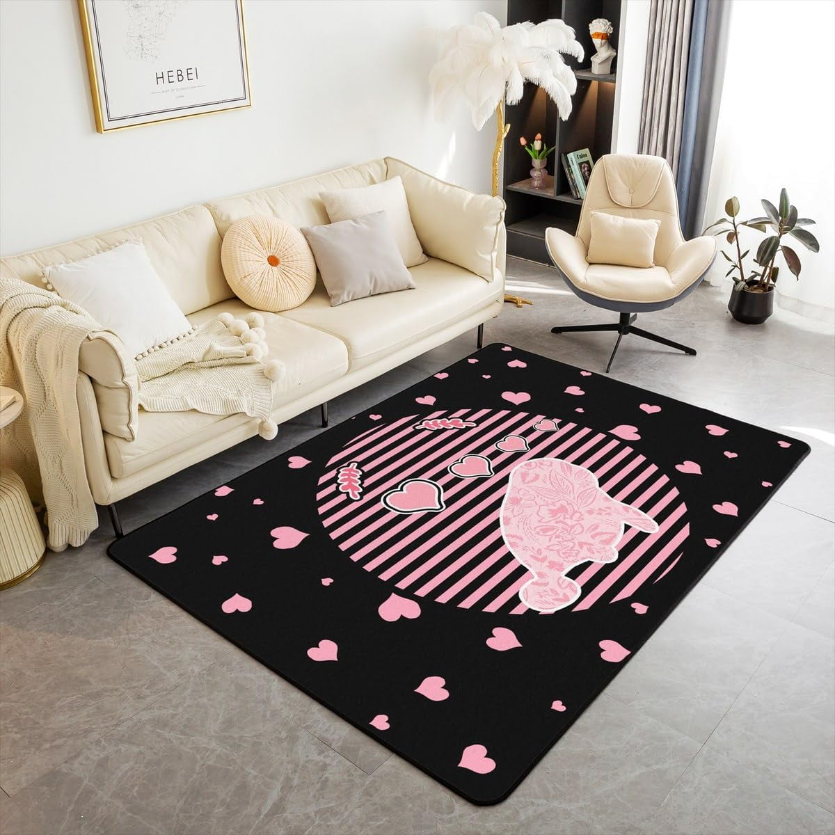 Cartoon Manatee Carpets Marine Animal Living Room Rugs Cute Kawaii ...
