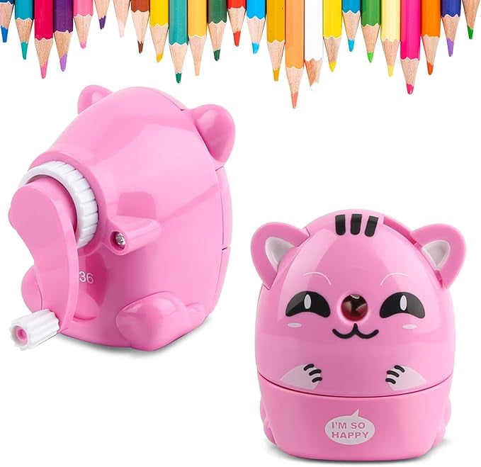 Cartoon Manual Pencil Sharpener, Cat Shape Hand Crank Colored Pencils ...