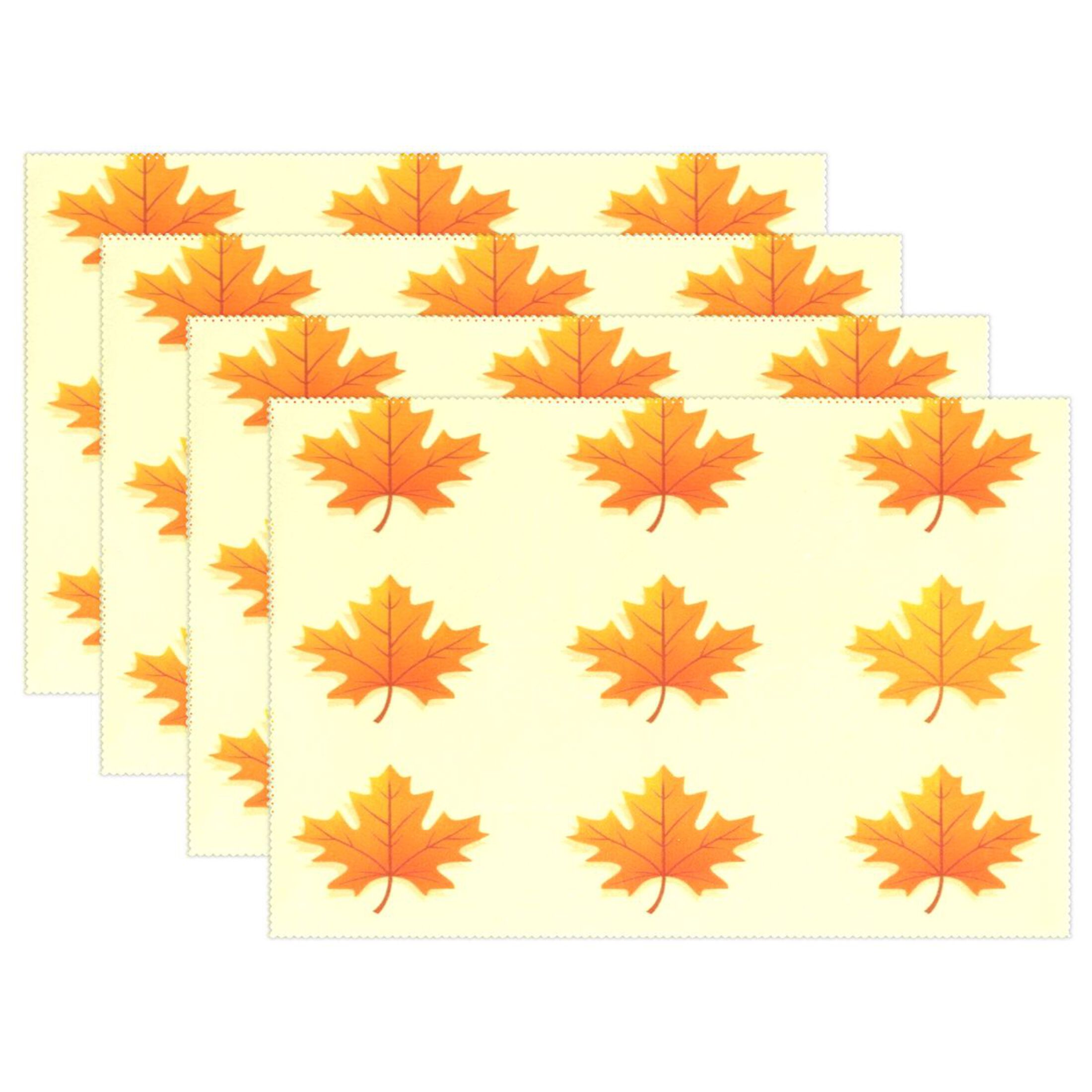 Cartoon Maple Leaf Pattern Design 4-Piece 12x18in Heat-Proof Place Mats ...