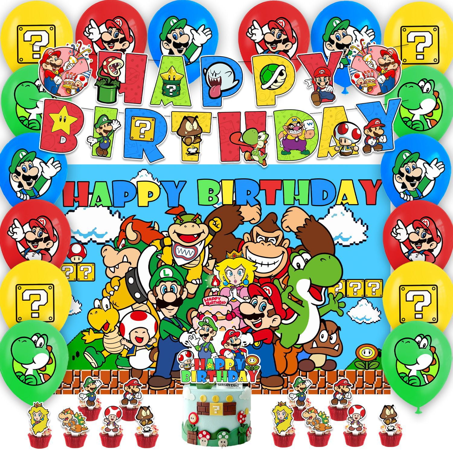 Cartoon Mario Birthday Party Supplies,Cartoons Theme Party Decoration ...