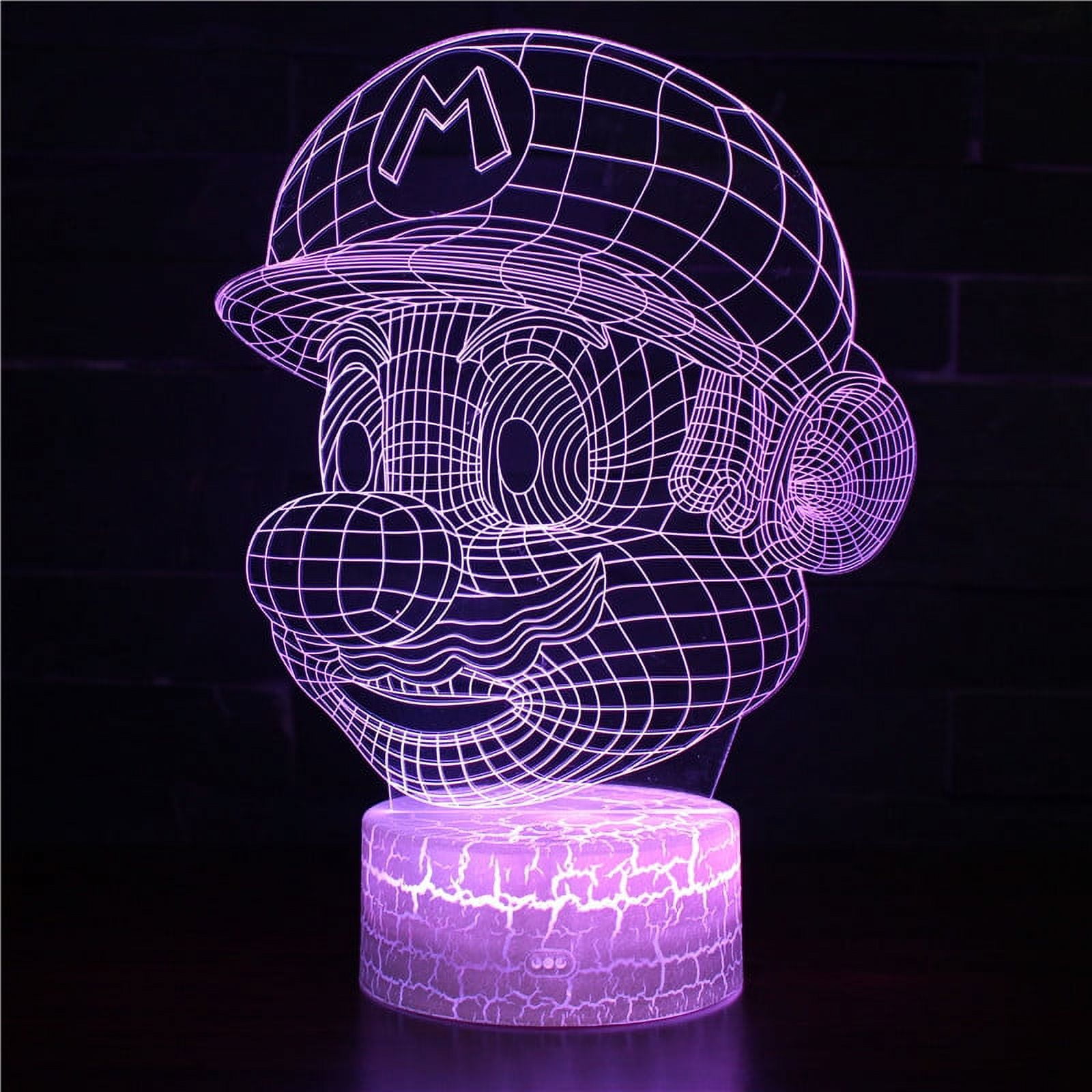 Cartoon Mario Night Light - USB Desk Lamp 16 Colors Change Remote ...