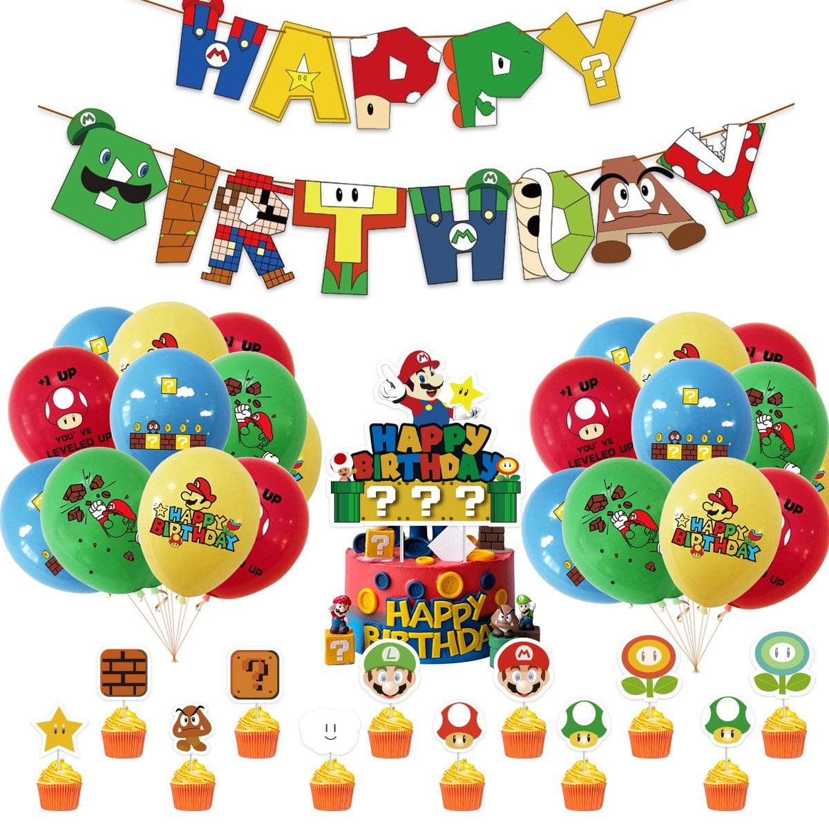 Cartoon Mario Party Decorations, Birthday Supplies including Banners ...