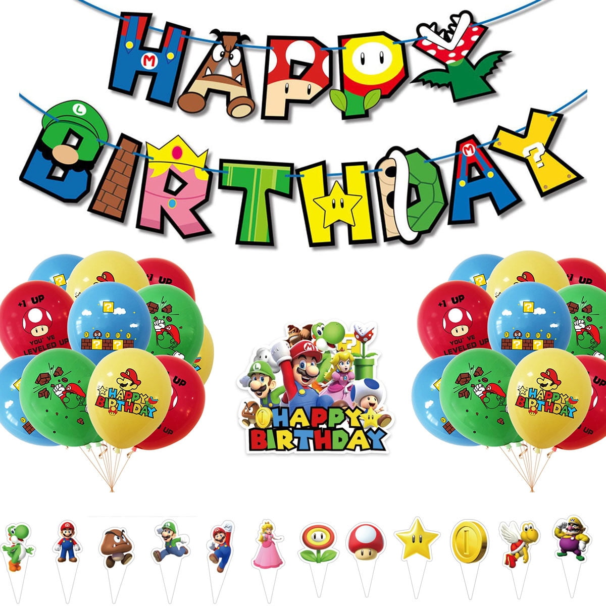 Cartoon Mario Party Decorations, Birthday Supplies including Banners ...