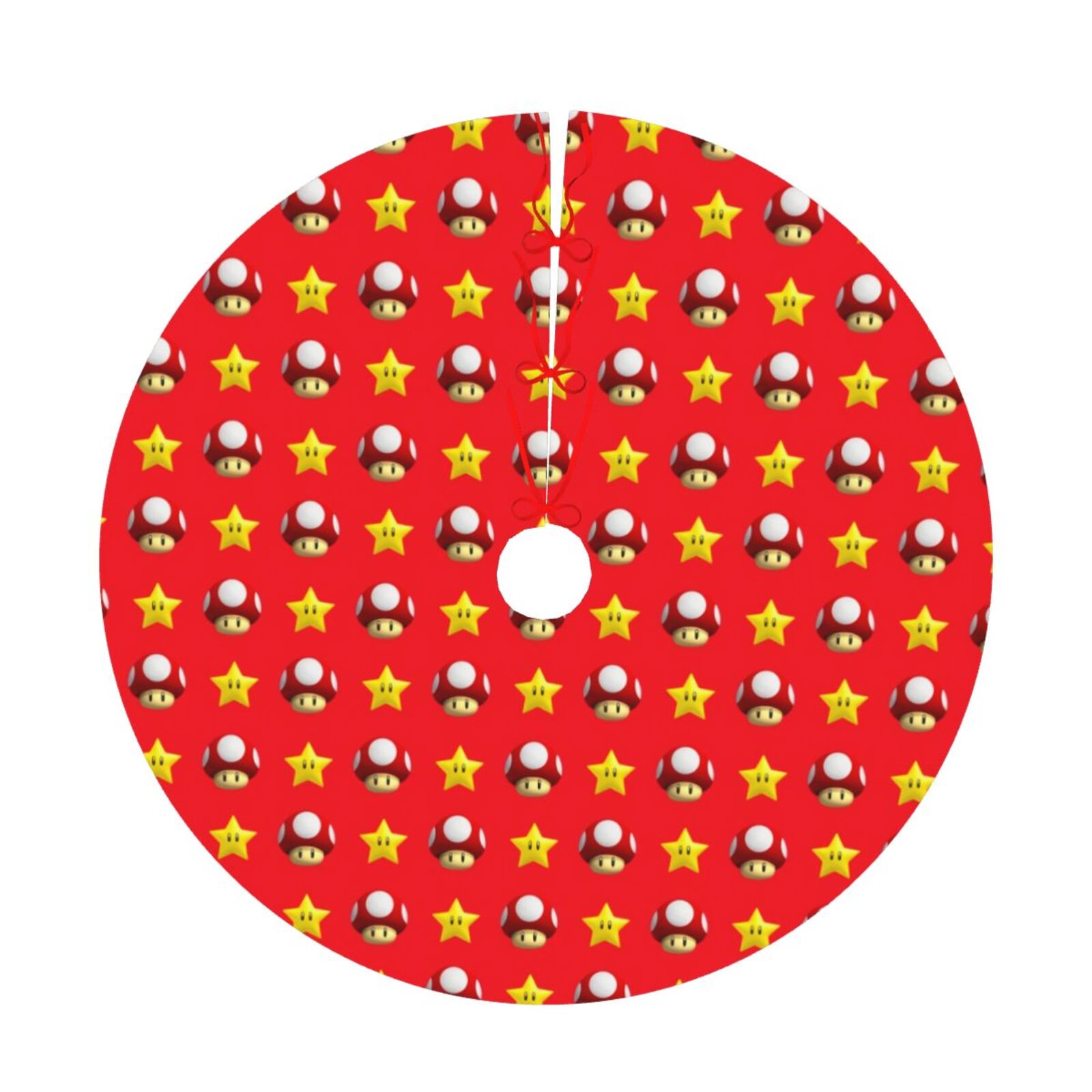 Cartoon Mario Red Mushroom Christmas Tree Skirt 30 Inch,Soft and Funny ...