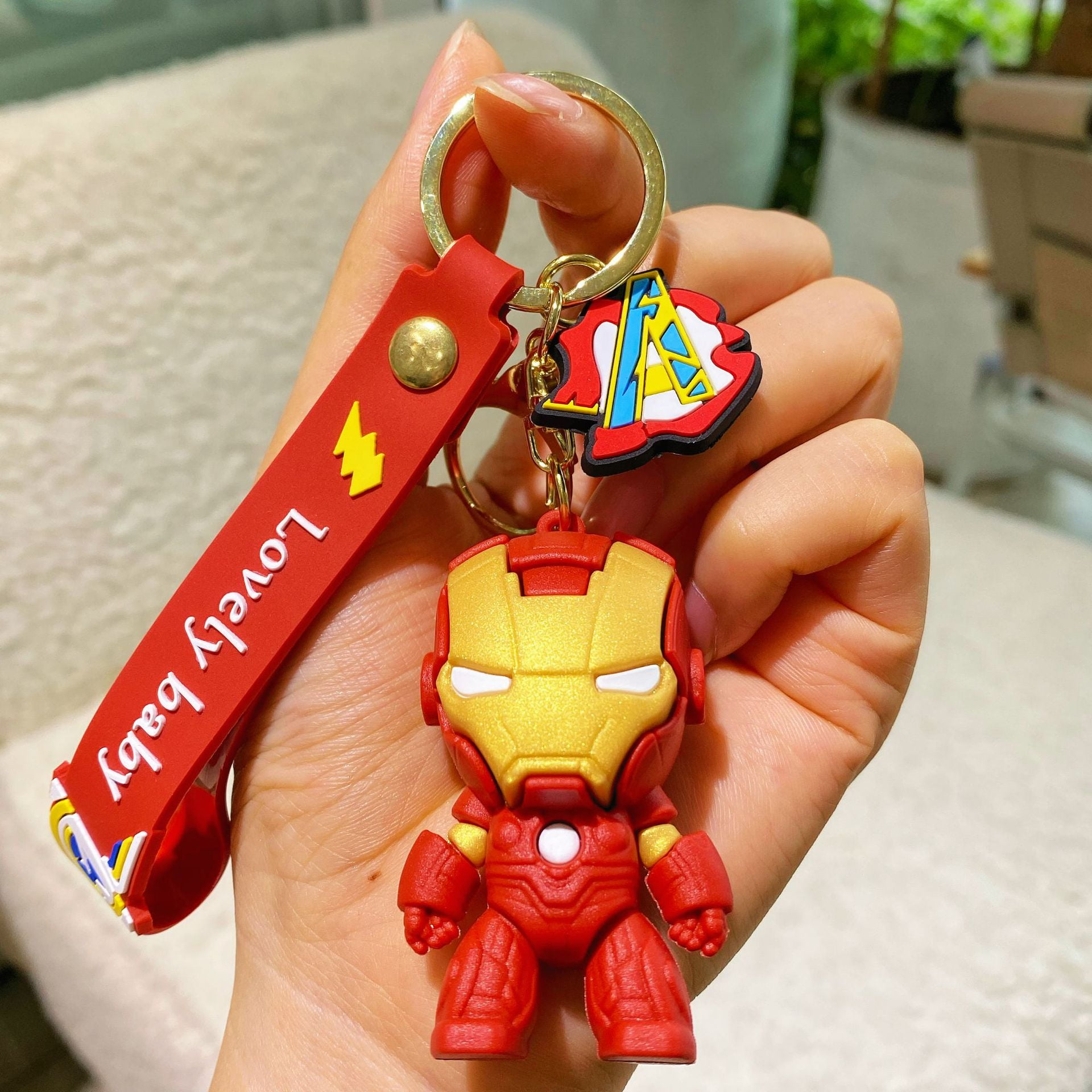 Cartoon Marvel Iron Man Keychain Spider-Man Doll Pendant Avenger Key ...