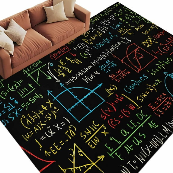 Cartoon Math Area Rug 5x7ft Abstract Number Chart Pattern Geometric Non ...