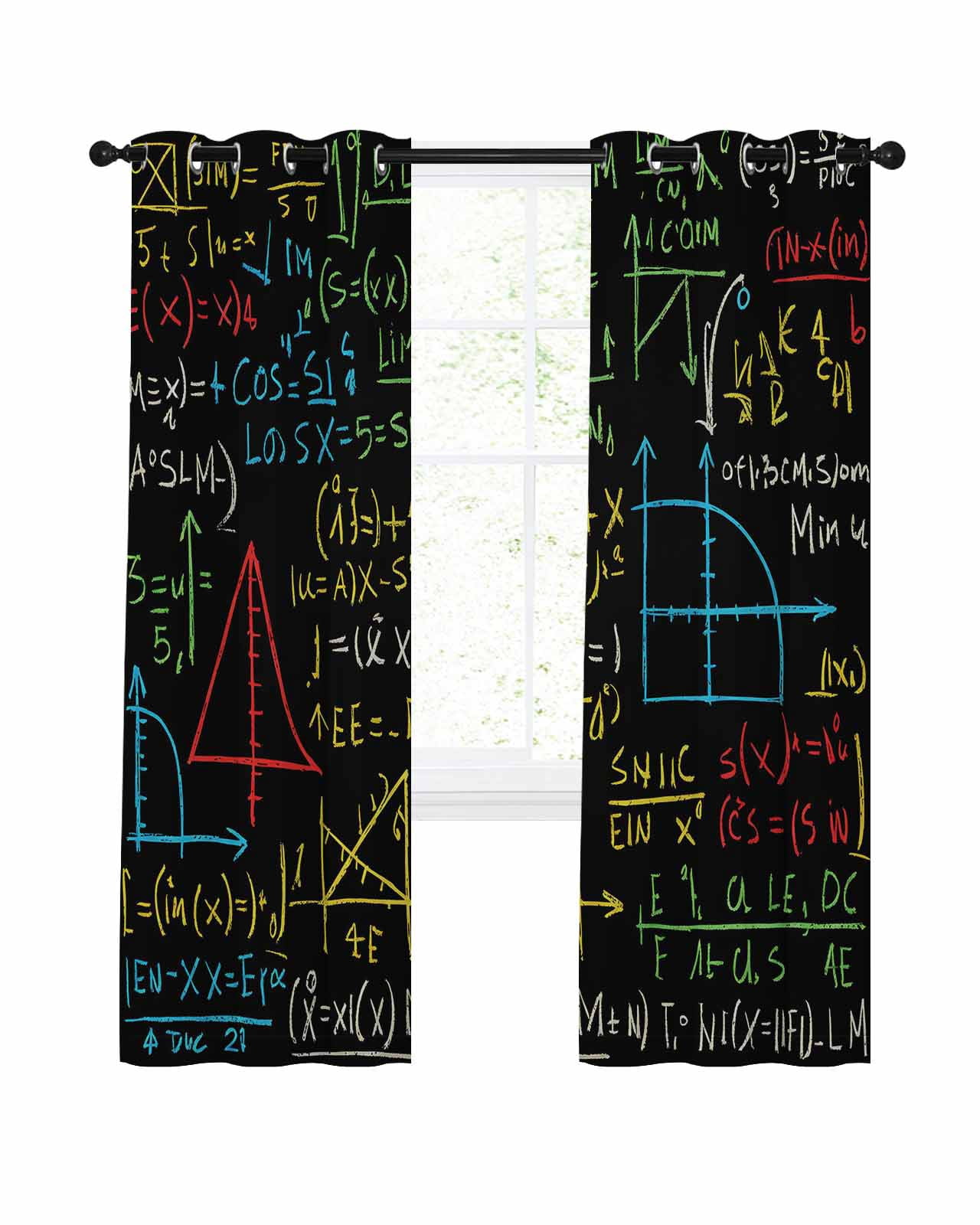 Cartoon Math Blackout Curtains 72 Inch Length Abstract Number Chart ...