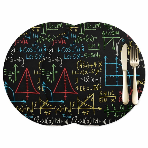 Cartoon Math Leather Placemats Set of 2, 15 Inch, Abstract Number Chart ...
