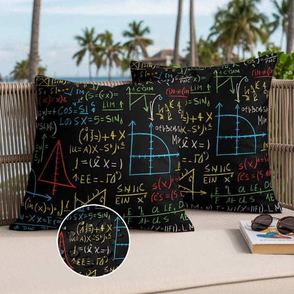 Cartoon Math Outdoor Waterproof Throw Pillow Covers Set of 2, 26"x26 ...